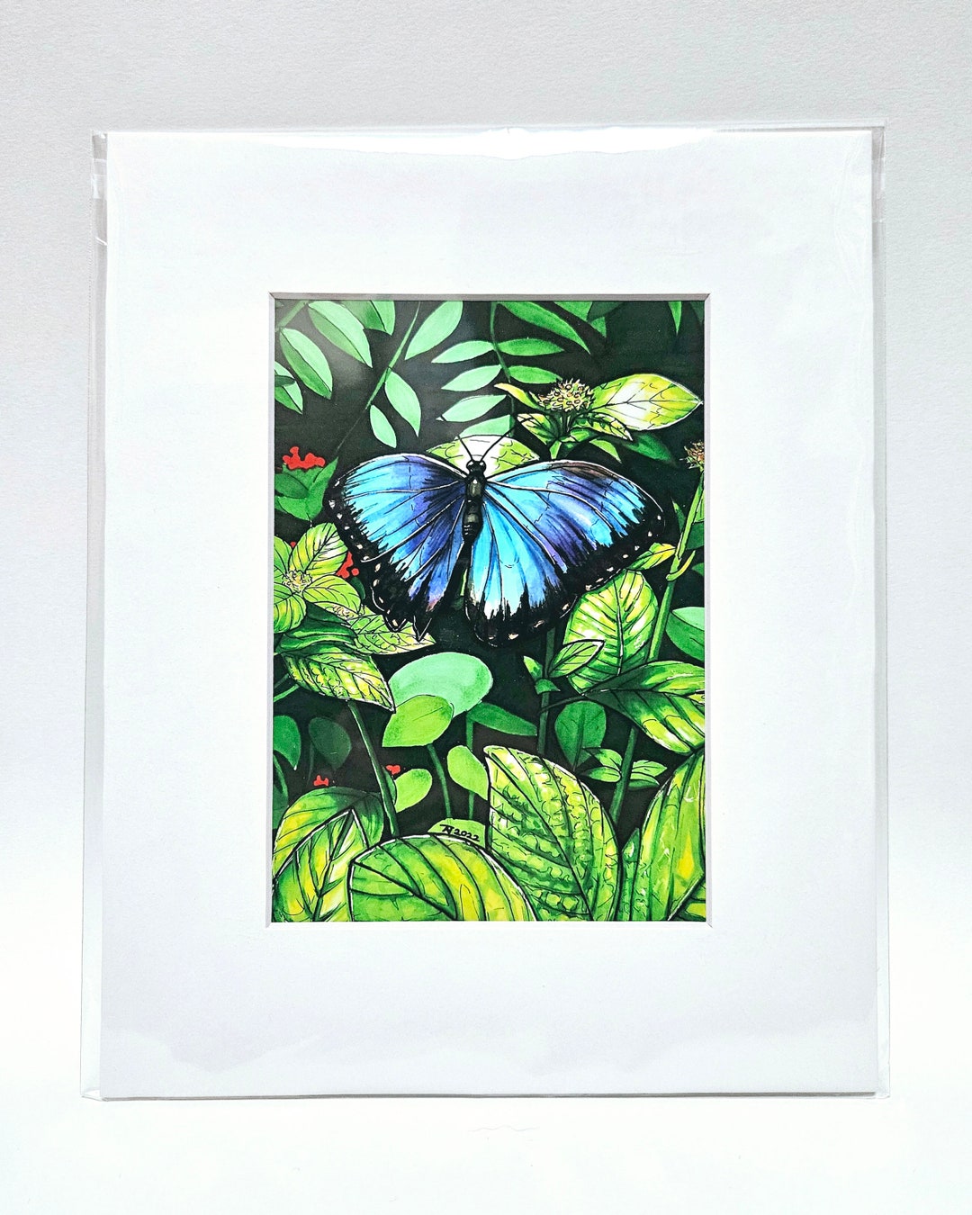 8x10 Blue Morpho Butterfly Art Print // Realistic Nature Art, Marker ...
