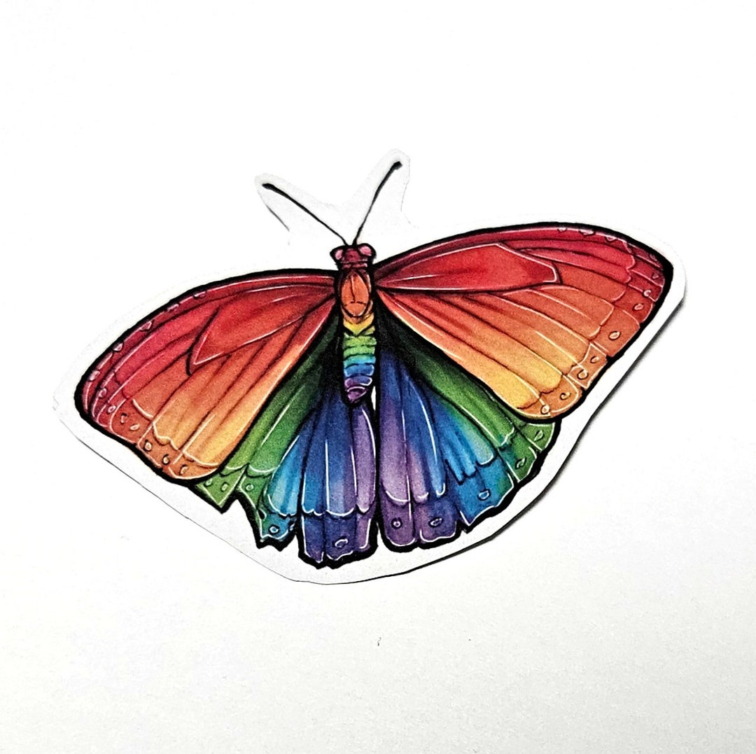 Rainbow Butterfly Sticker // LGBTQ Gay Pride Flag Sticker - Etsy