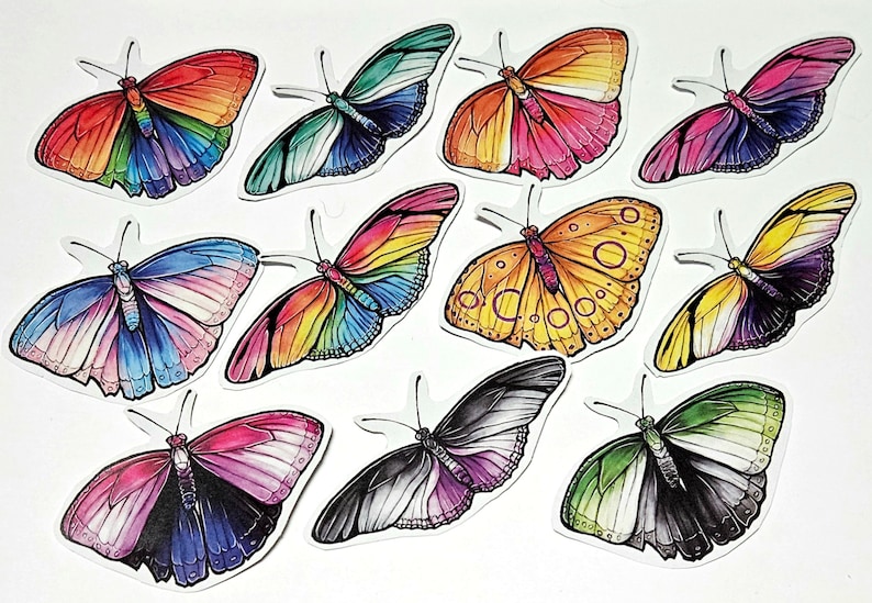 Pride Flag Butterfly Sticker Pack - Set of 11 // LGBTQ, Gay, Lesbian ...
