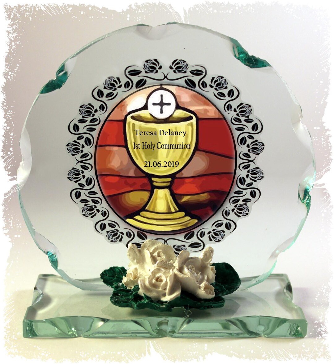 First Holy Communion Day, Cut Glass Commemorative Plaque, Personalised ...