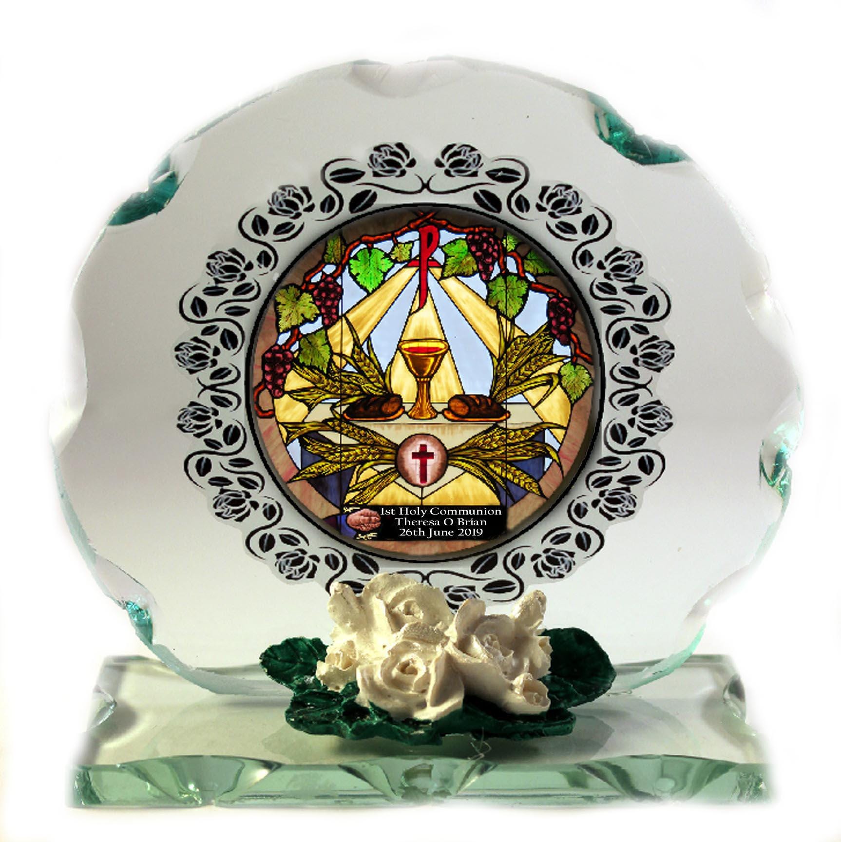First Holy Communion, Cut Glass Commemorative Plaque, Personalised Gift ...