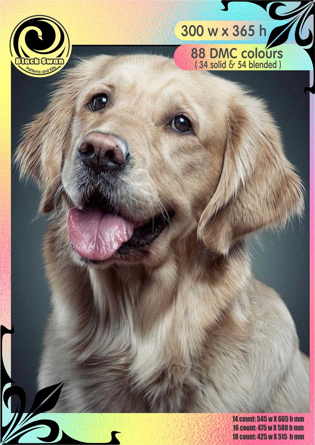 Golden Retriever Portrait: Counted Cross Stitch Pattern (PDF) - Etsy