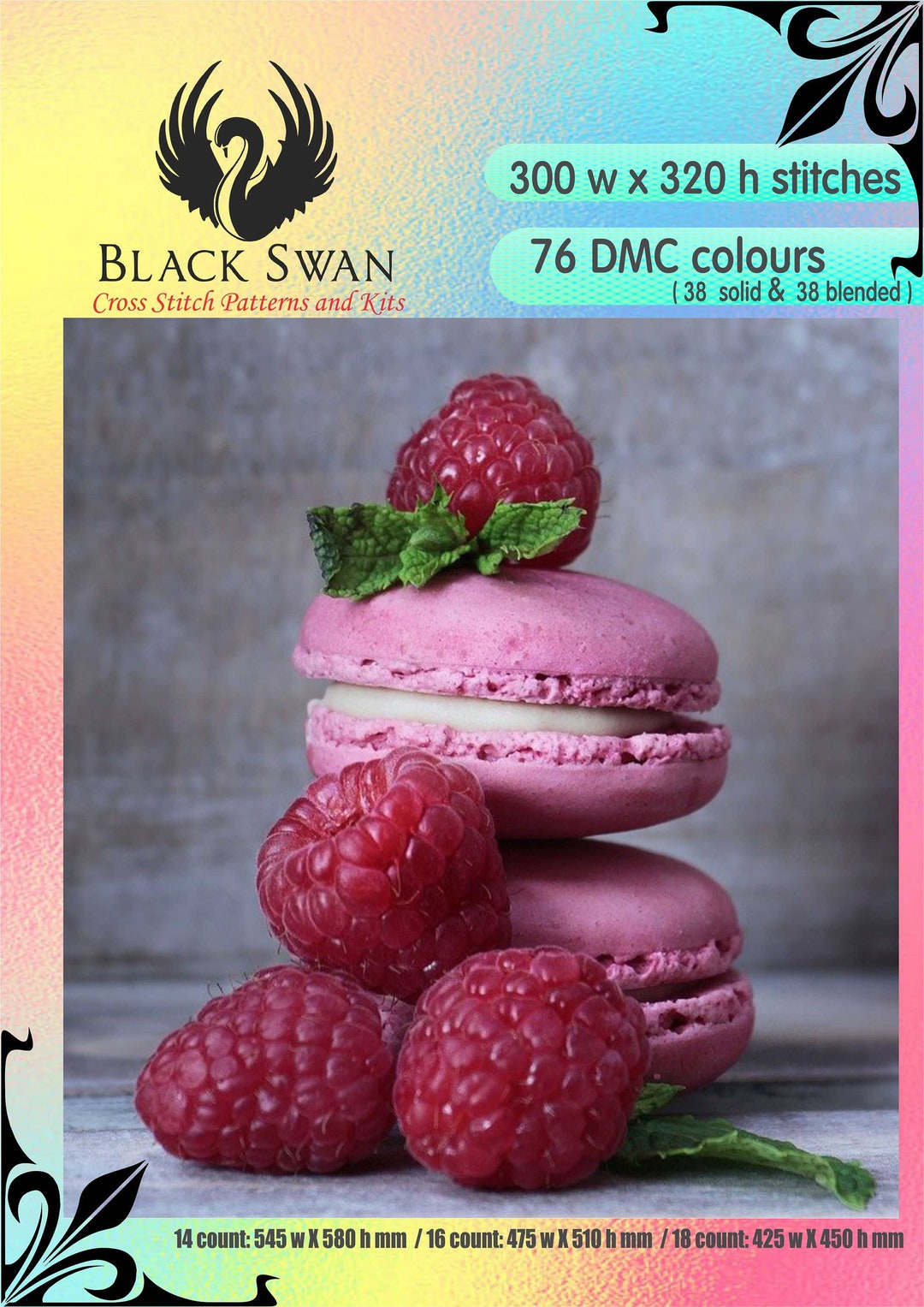 Macaroons & Raspberry - Chart Counted Cross Stitch Pattern Craft PDF - Etsy