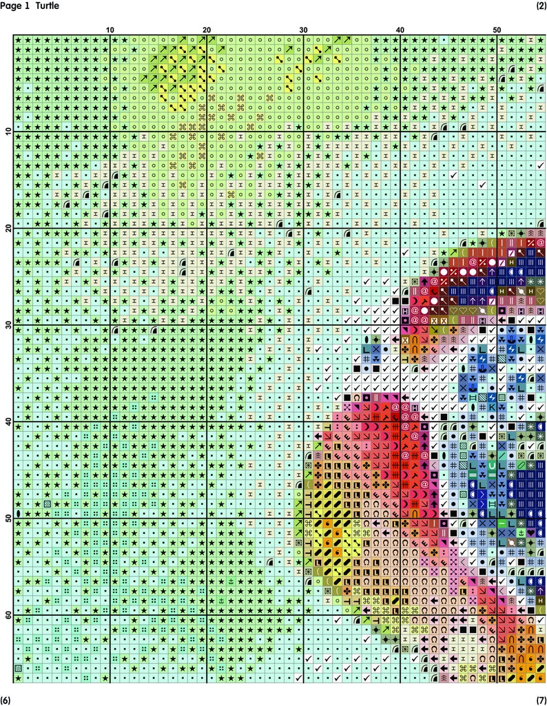 Turtle Under the Sea - Chart Counted Cross Stitch Pattern Craft PDF - Etsy