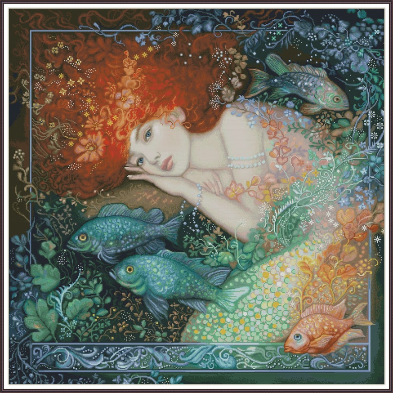 Mermaid Chart Counted Cross Stitch Pattern Craft PDF - Etsy