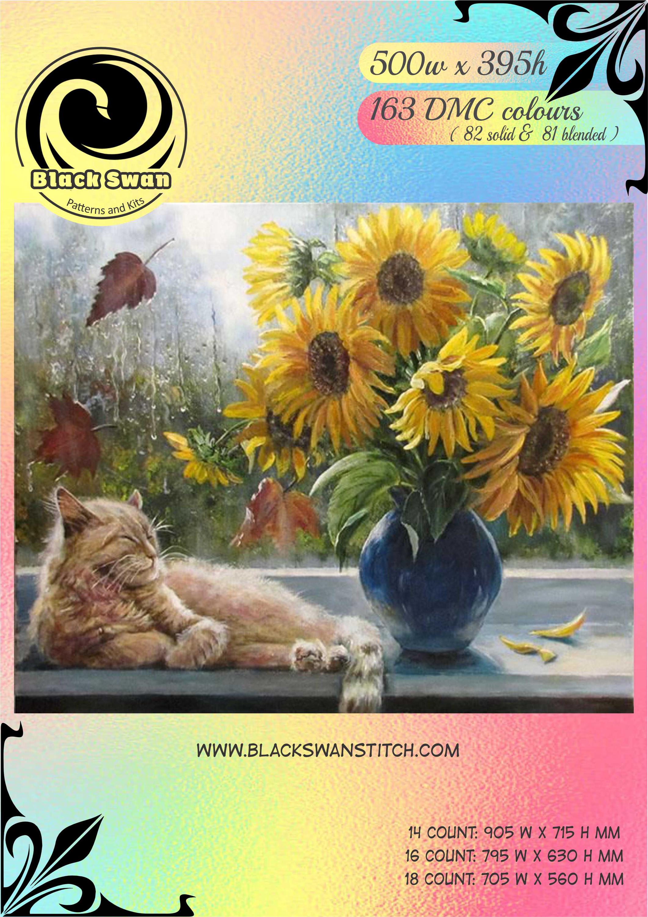 Cat and Sunflowers - Chart Counted Cross Stitch Pattern Craft PDF - Etsy