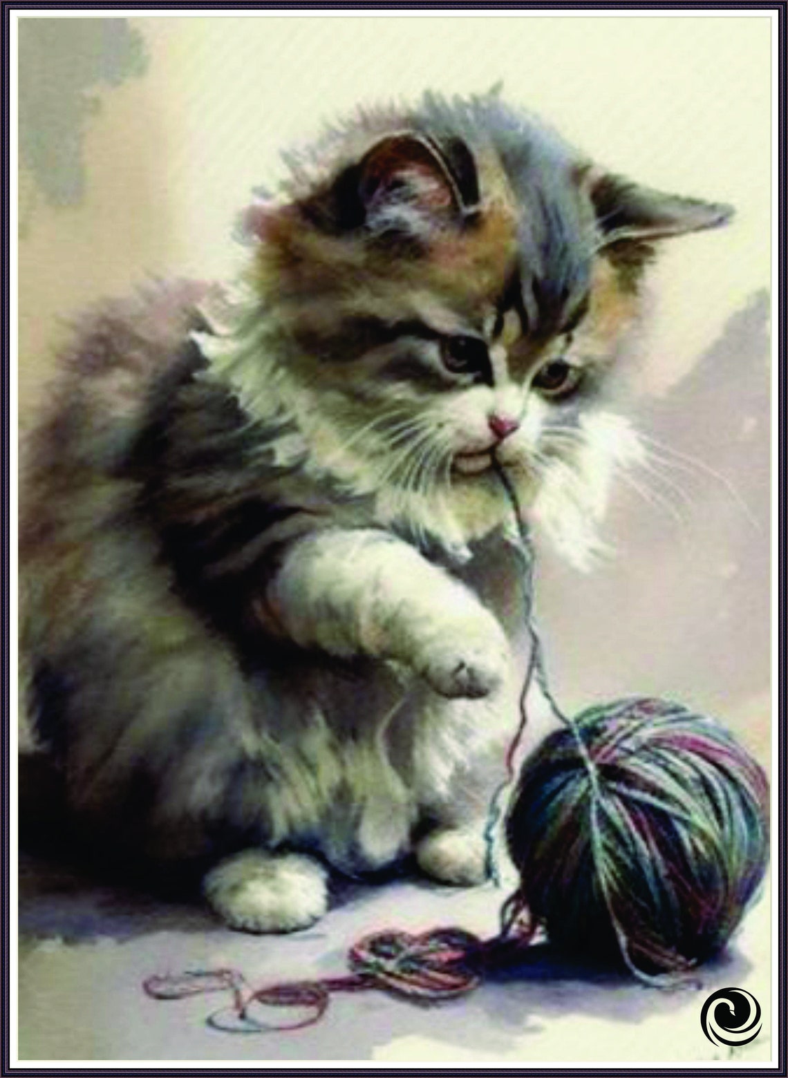 Cat With Ball of Yarn Cat & Butterfly Wild Animal - Chart Counted Cross ...
