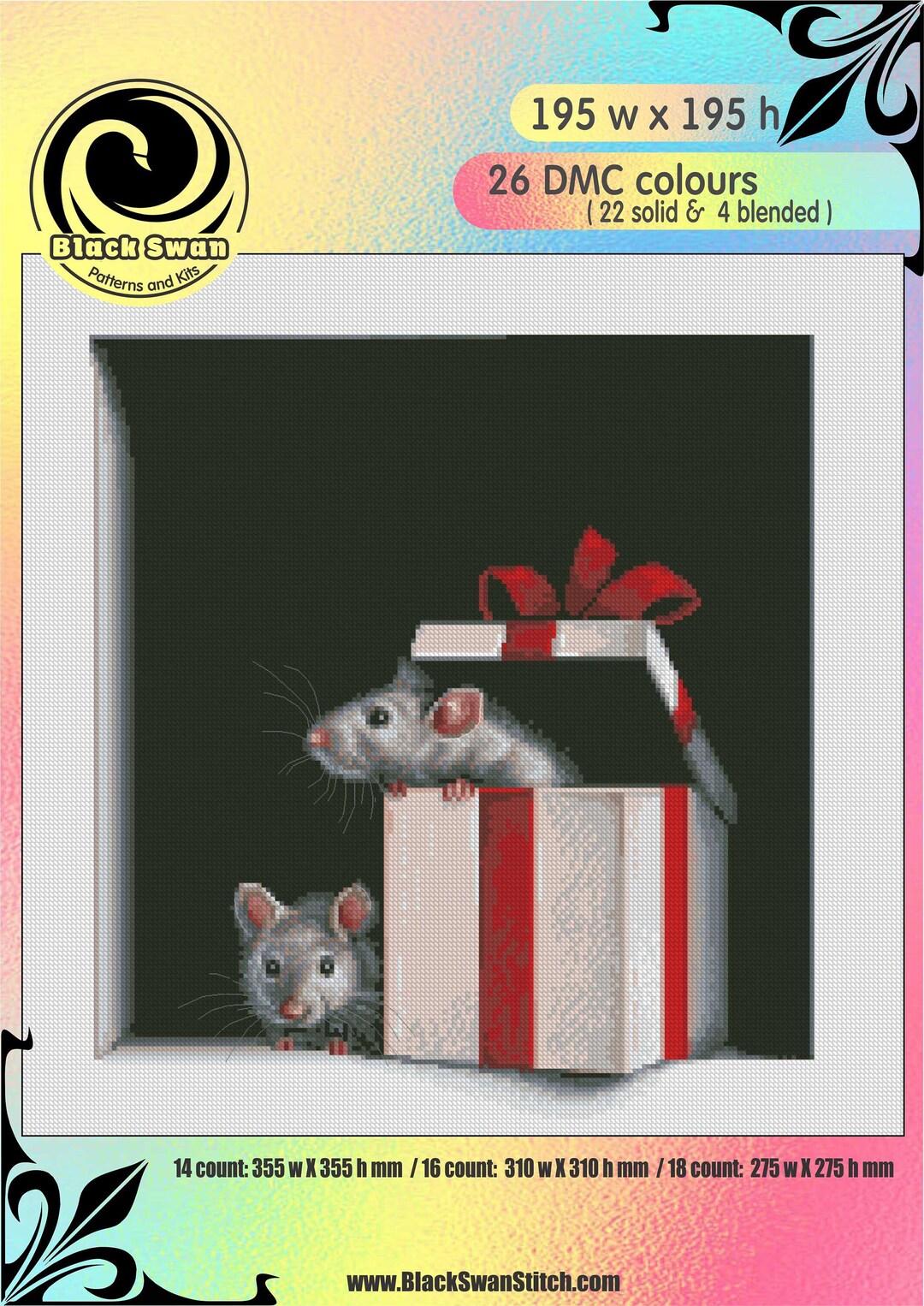 Besties Peeping Mouse Chart Counted Cross Stitch Pattern Chart Craft ...