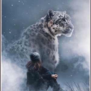 Snow Leopard Cross Stitch Pattern: Woman and Feline Portrait (PDF) - Etsy