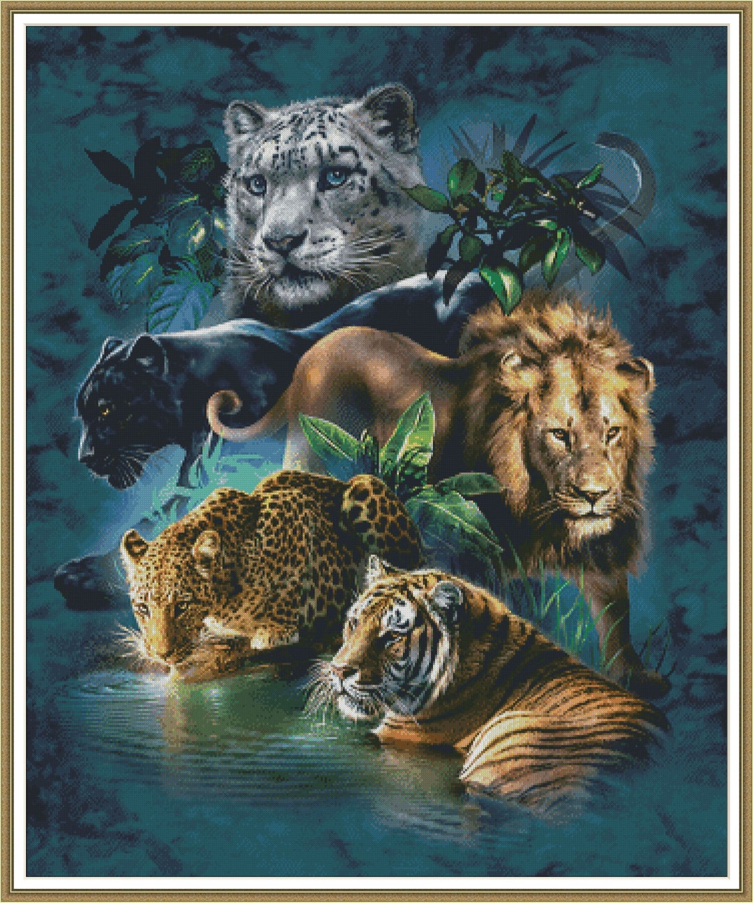Wild Cats - Chart Counted Cross Stitch Pattern Craft PDF - Etsy