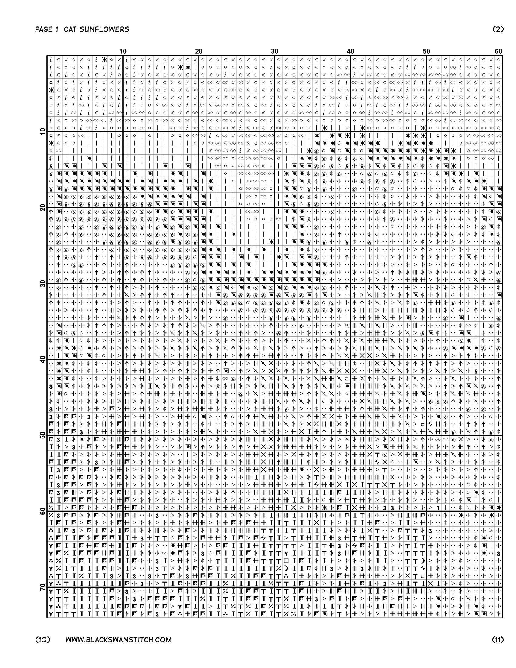 Cat and Sunflowers - Chart Counted Cross Stitch Pattern Craft PDF - Etsy