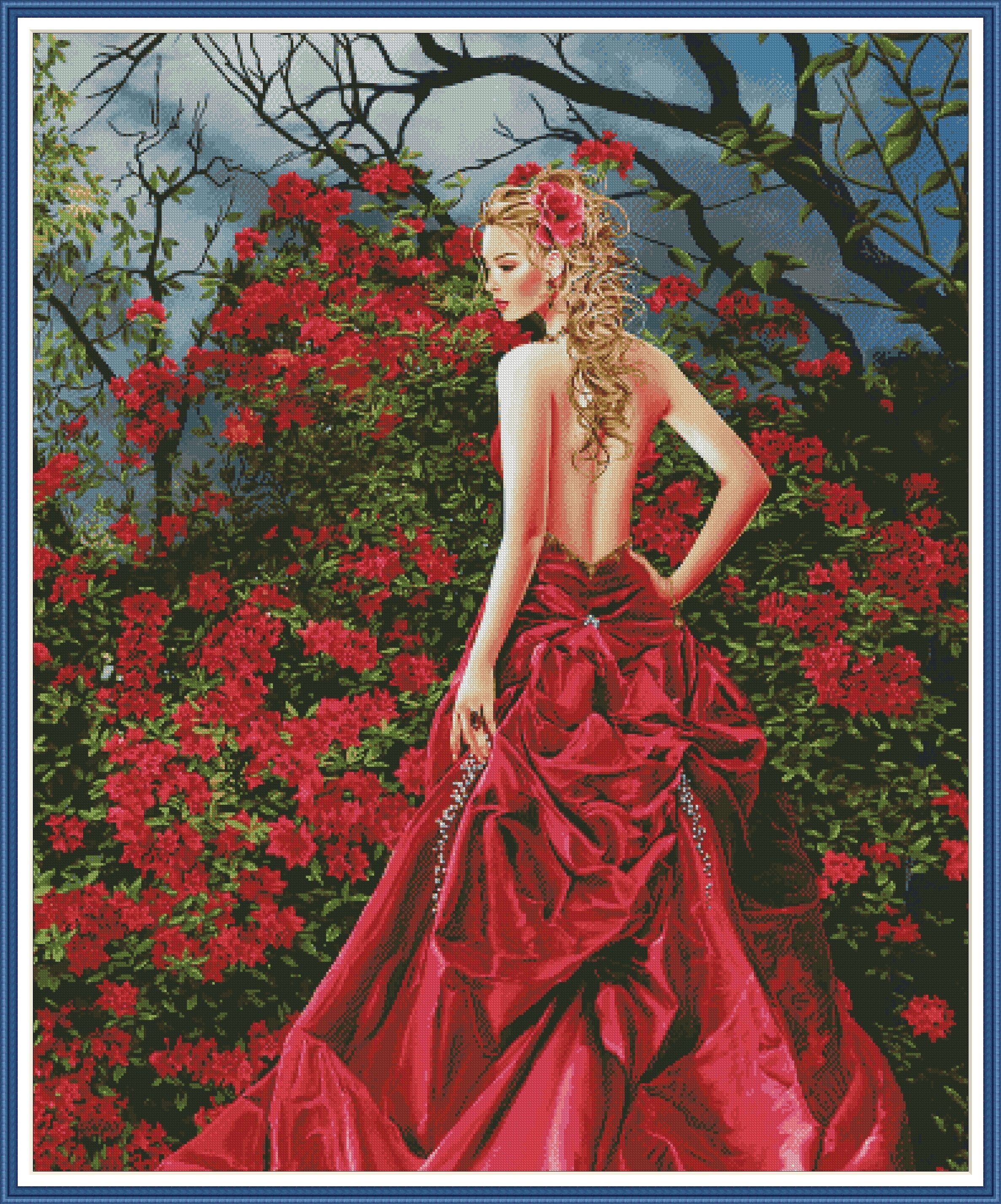 Red Dress - Chart Counted Cross Stitch Pattern Craft PDF - Etsy