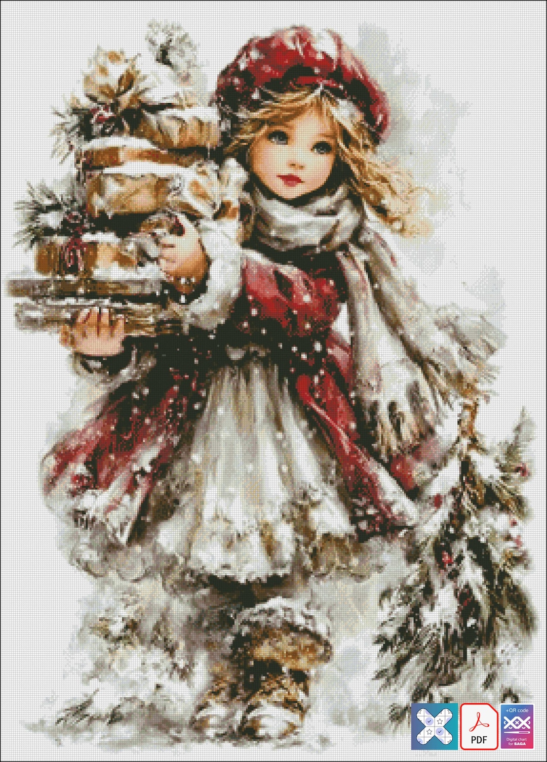 Winter's Storytime DIGITAL DOWNLOAD Chart Counted Cross Stitch Pattern ...