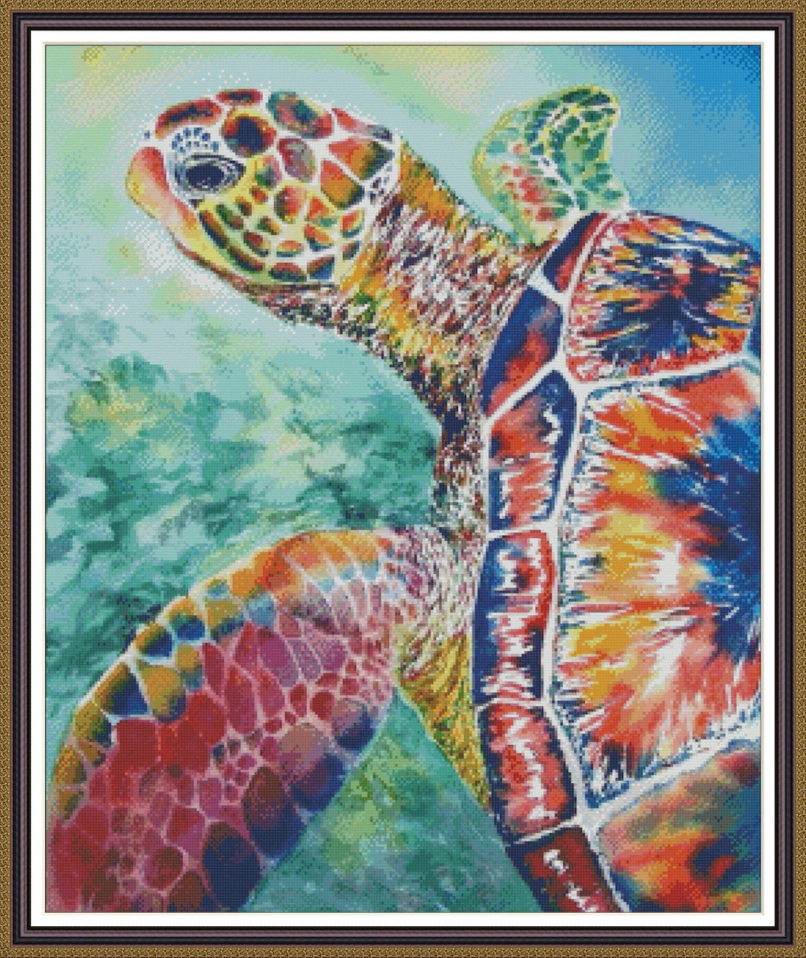 Turtle Under the Sea - Chart Counted Cross Stitch Pattern Craft PDF - Etsy