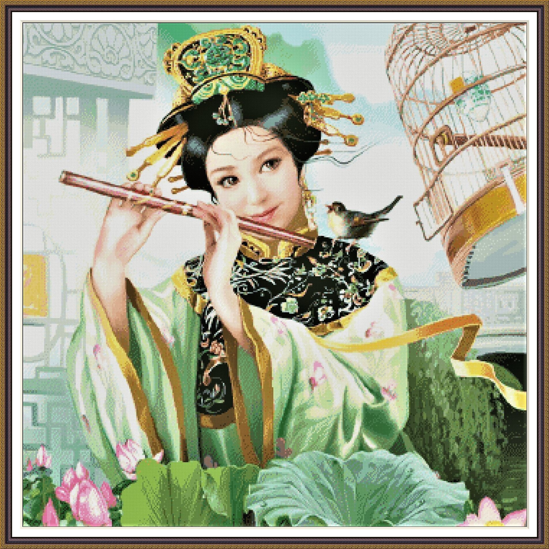 Flute Playing - Chart Counted Cross Stitch Pattern Craft PDF - Etsy