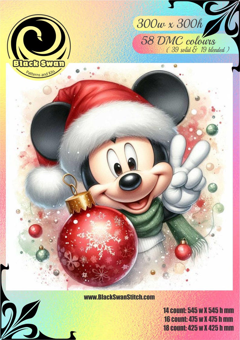 Christmas Mickey Mouse - Chart Counted Cross Stitch Pattern Craft PDF ...