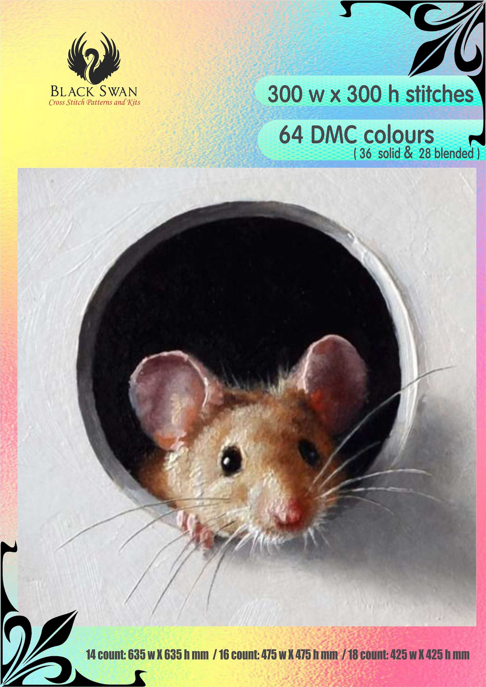 Peeping Mouse - Chart Counted Cross Stitch Pattern Chart Craft PDF - Etsy