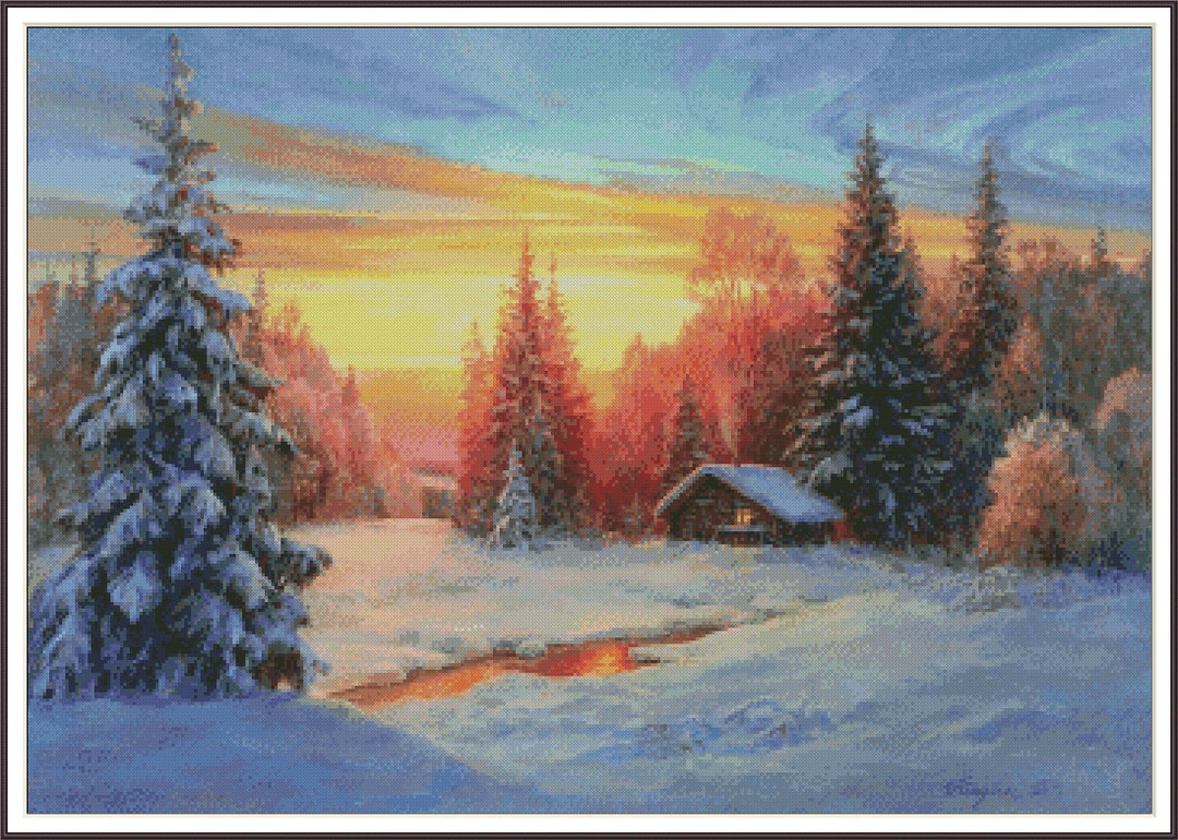 Winter Cabin Cross Stitch Pattern: the Forester Cottage (PDF Pattern ...