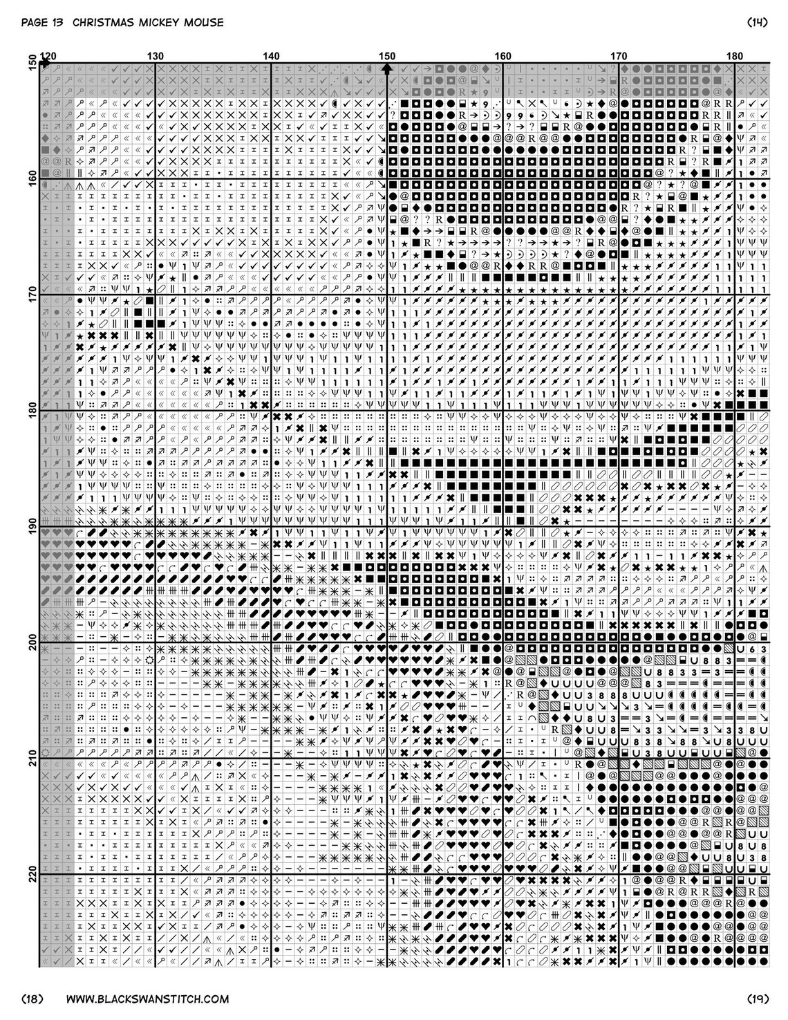 Christmas Mickey Mouse - Chart Counted Cross Stitch Pattern Craft PDF ...