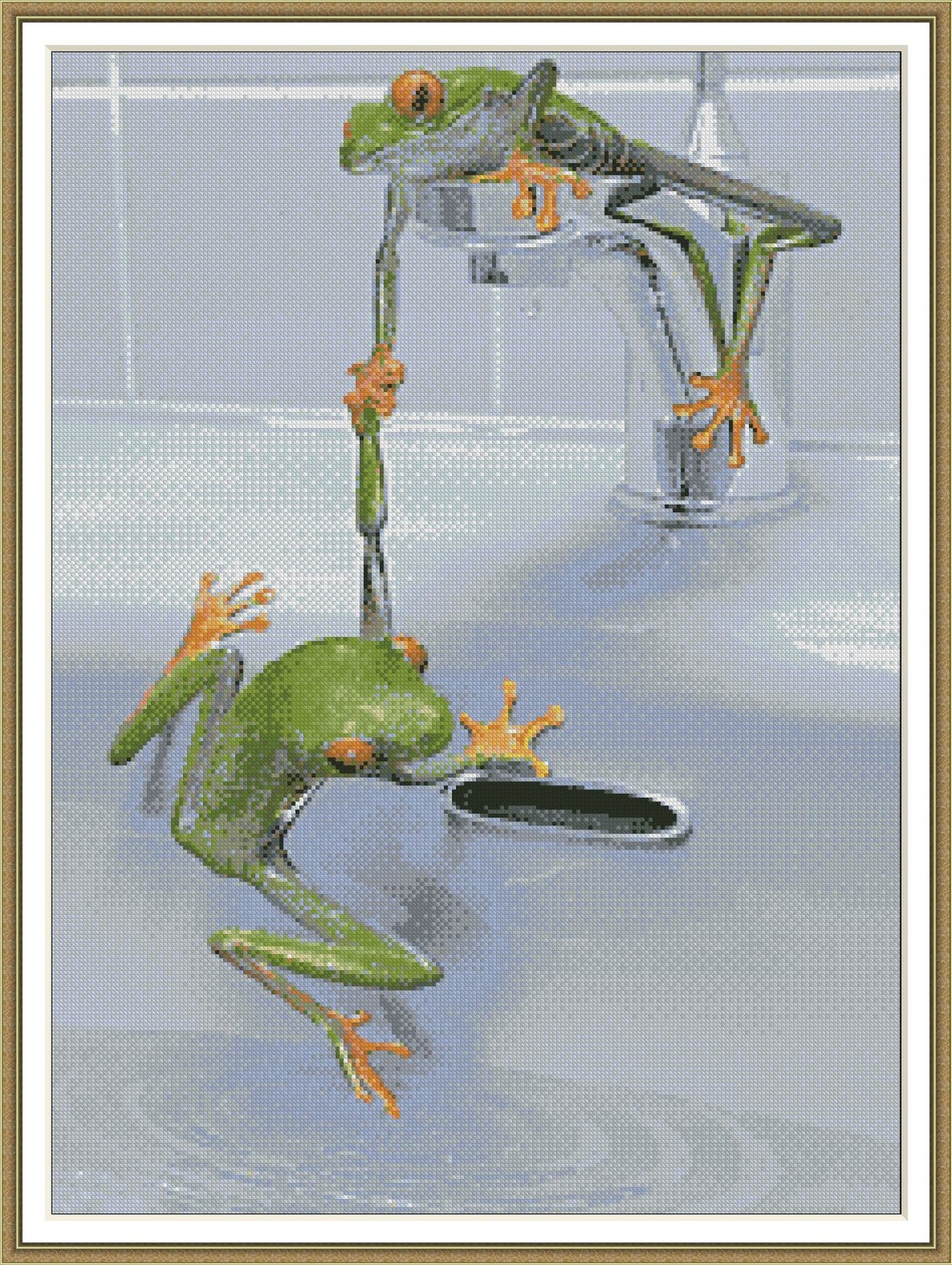 Frogs in a Tub Chart Counted Cross Stitch Pattern Craft PDF - Etsy