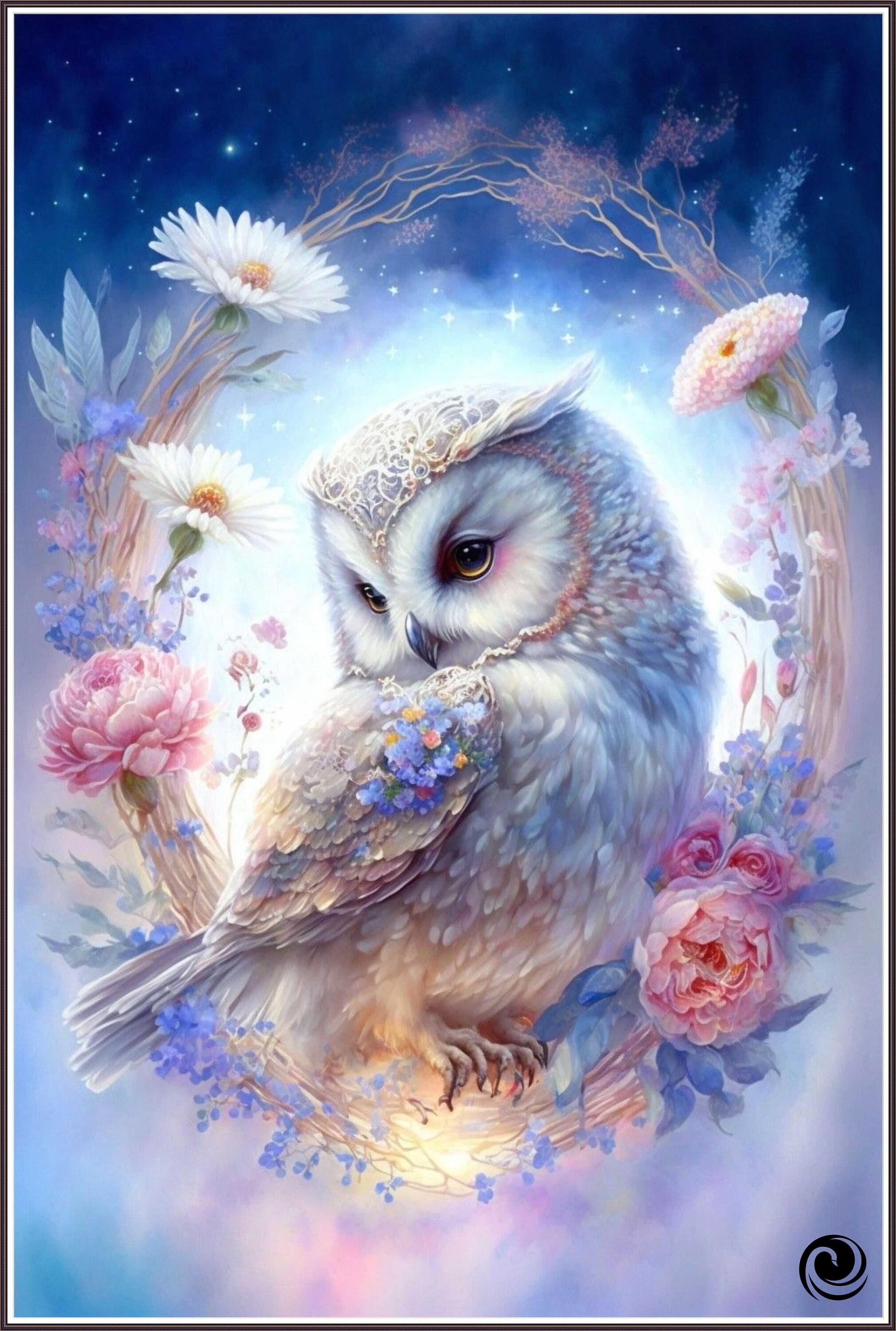 Astral Owl Barred Owl Perched Family Tree Colourful Owl- Chart Counted ...
