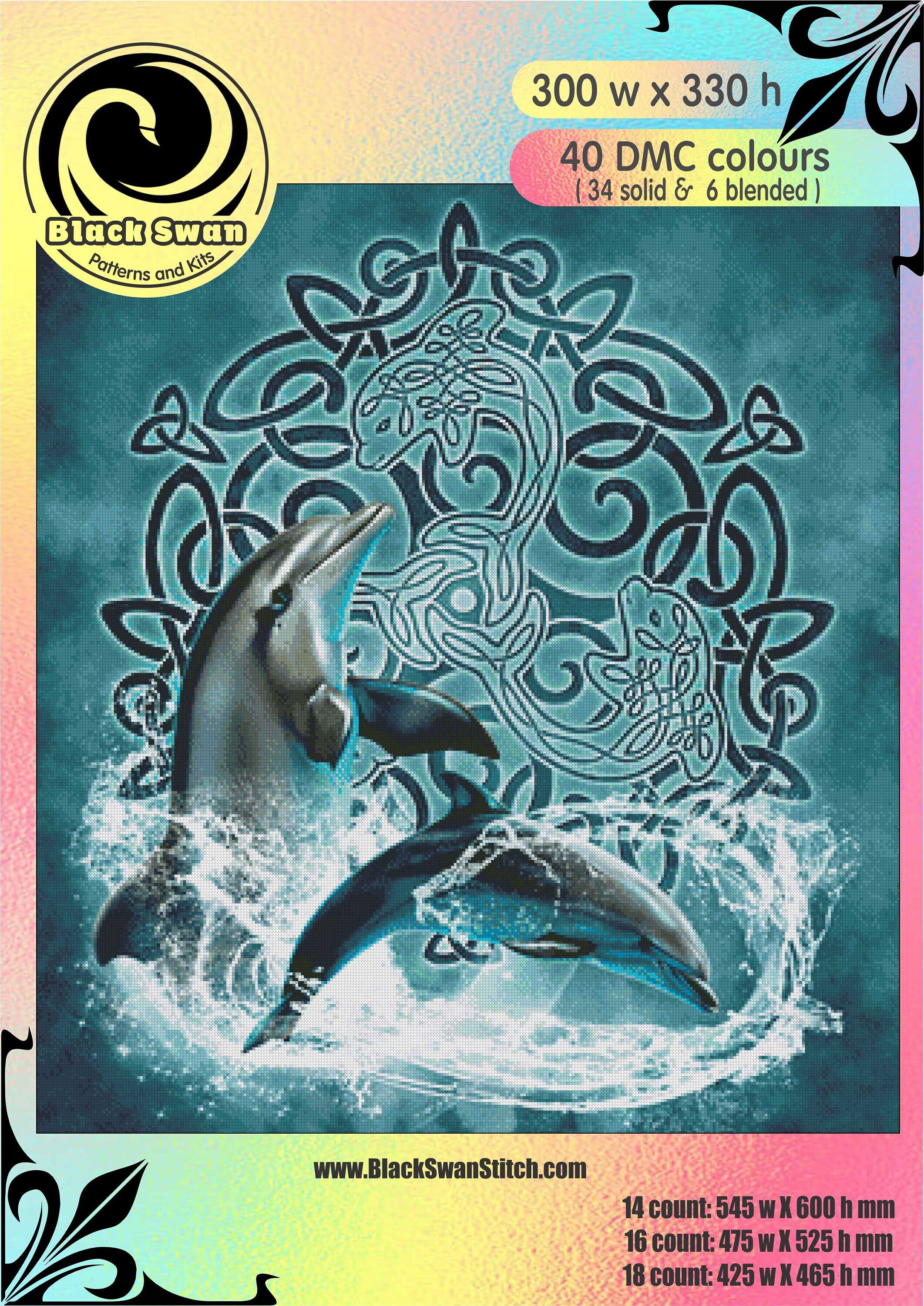 Celtic Dolphin Turtle Under the Sea - Chart Counted Cross Stitch Pattern Craft PDF - Etsy