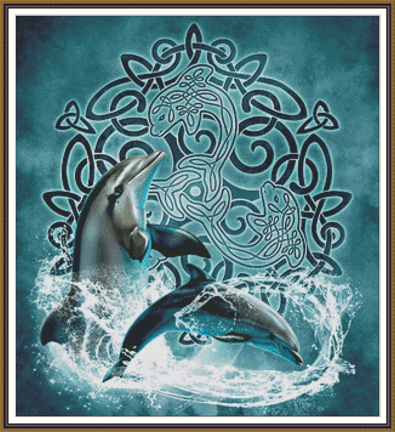Celtic Dolphin Turtle Under the Sea - Chart Counted Cross Stitch Pattern Craft PDF - Etsy