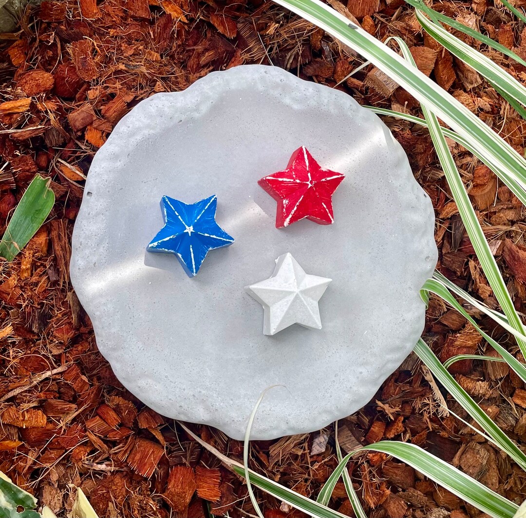 8" PATRIOTIC Cement Bee Puddler Watering Station | Star Butterfly Bath ...