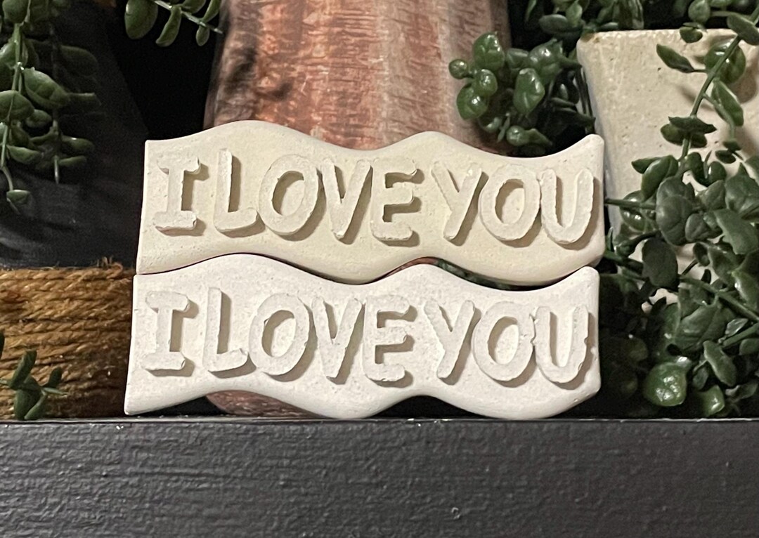 Cement Word Art | Concrete - I Love You - Word Shelf Decor | Handmade ...