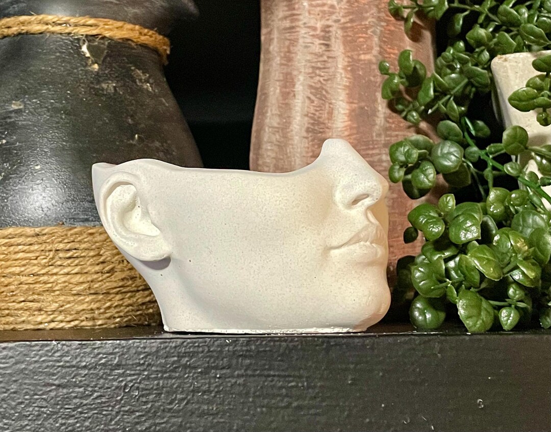 Cement Face Planter | Concrete Lady | Unique Candle Vessel | Modern Art ...