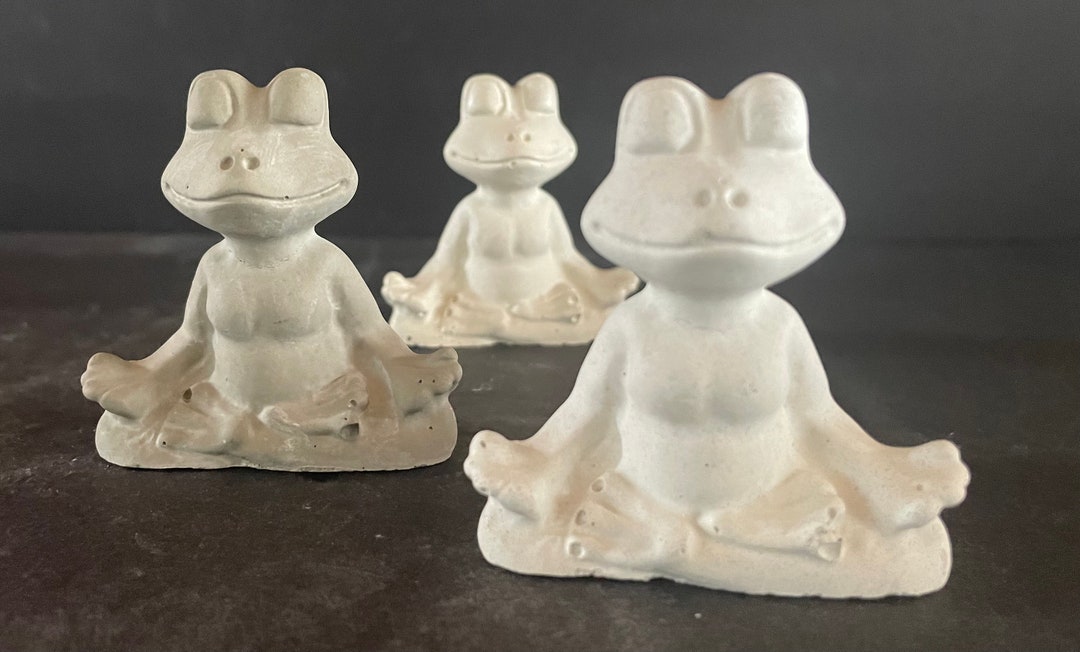 Cement FROG YOGI Meditation Zen Yoga Namaste Law of Attraction Handmade ...
