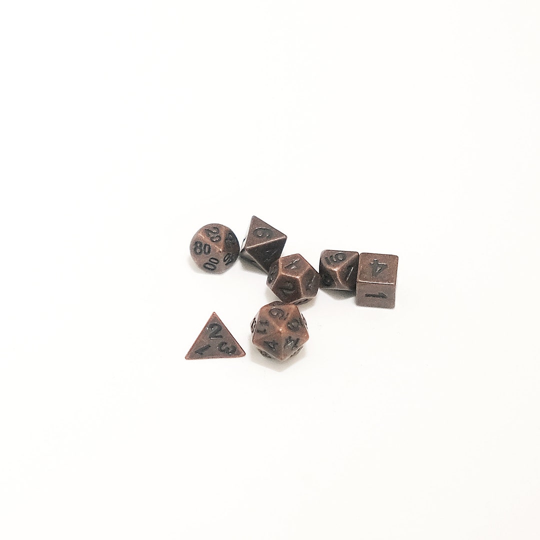 Vintage Mini Metal Dice Set - Antique Copper / Dice Set of 7 Dice ...