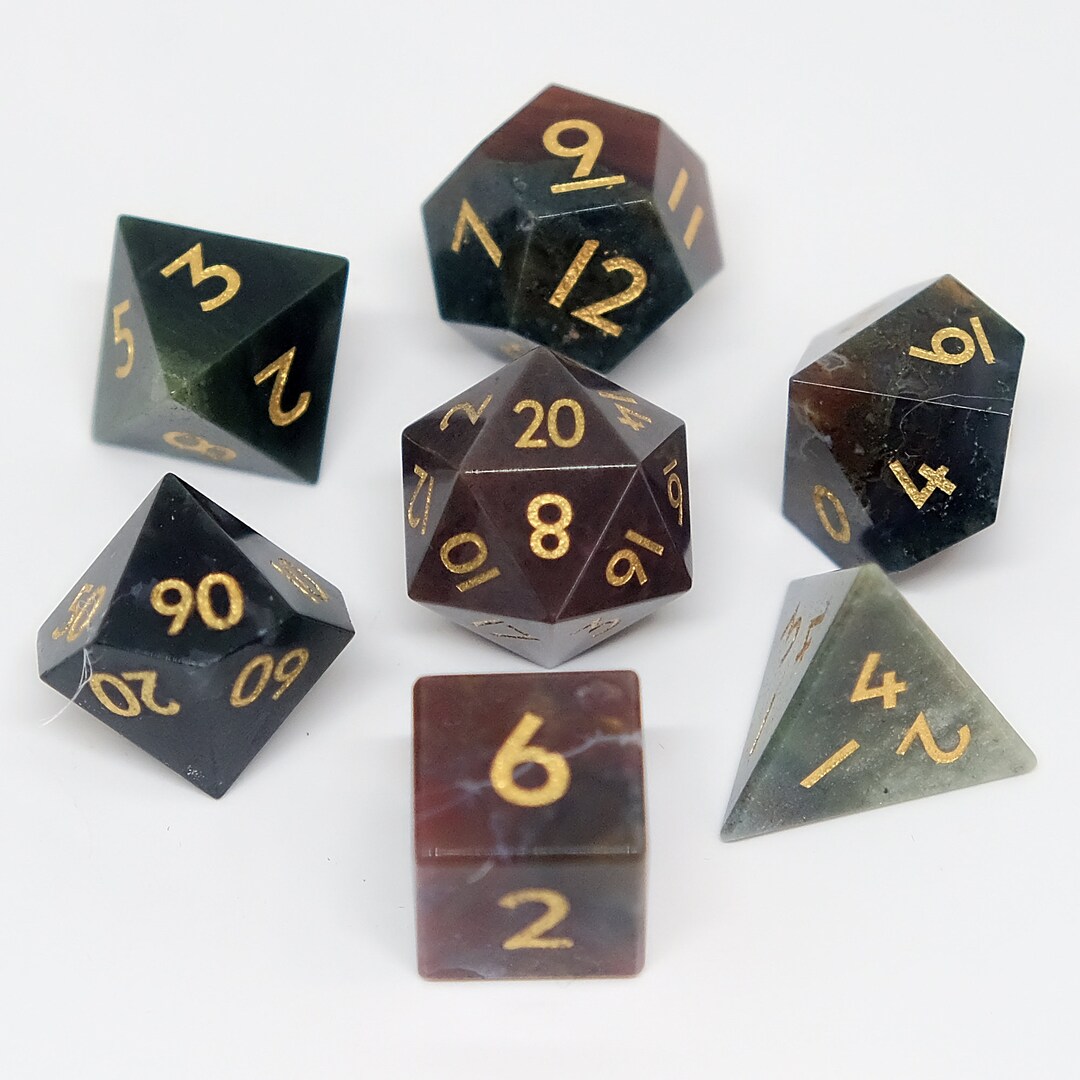 Natural Indian Agate Gemstone Dice Set of 7 DND RPG Table-top Game ...