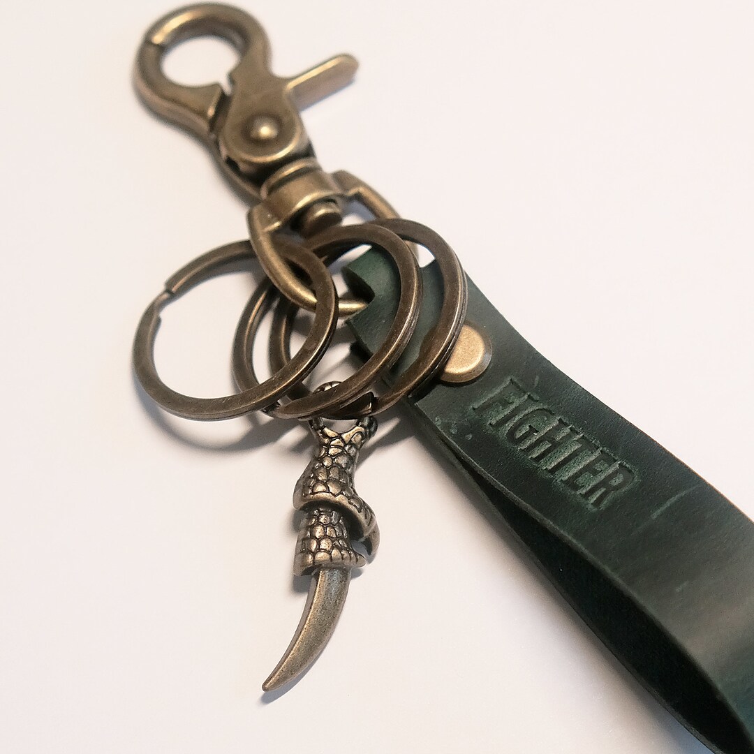 Personalized Key Rings With D&D Themes Handmade Green Leather Key Ring ...