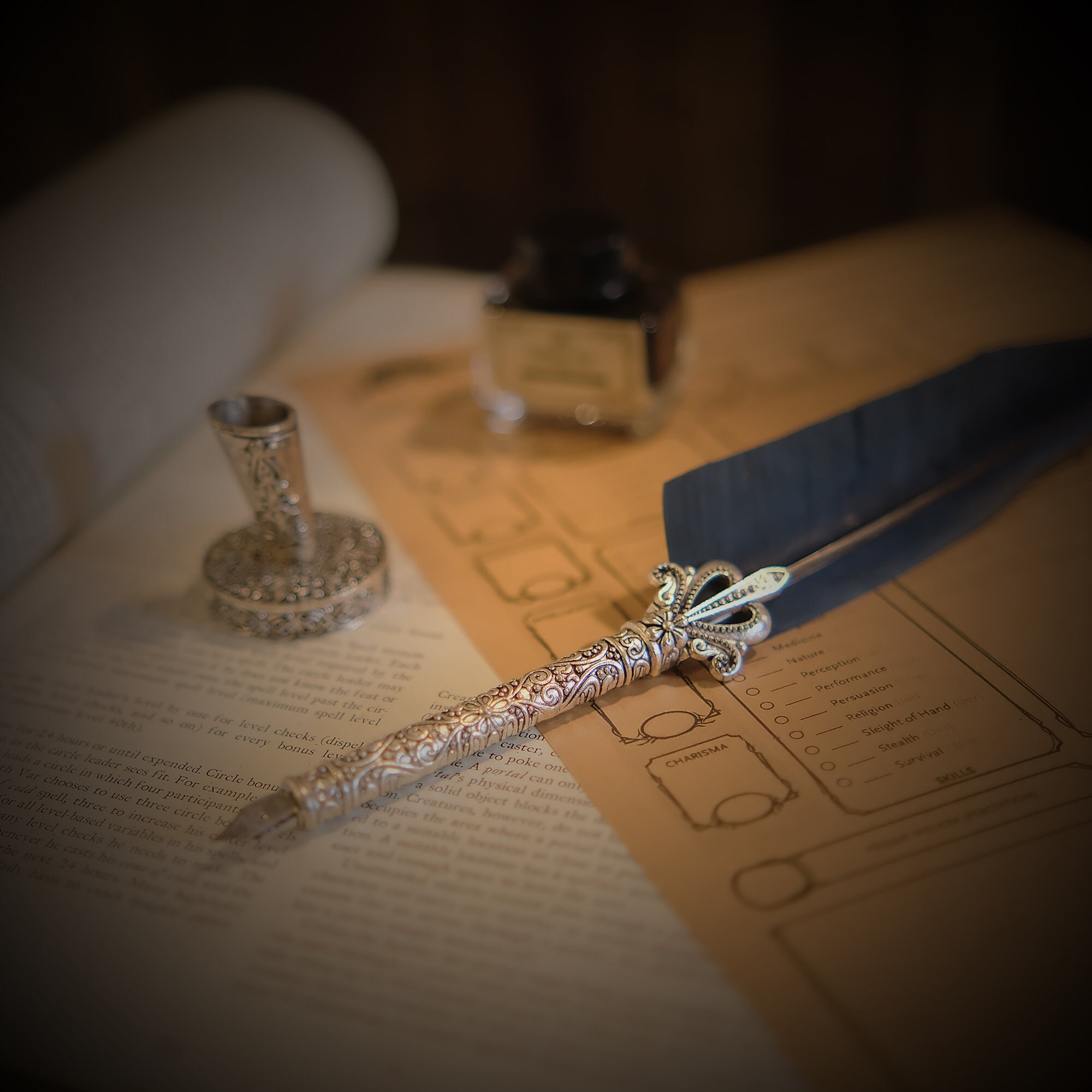 Vintage Style Dark Blue Quill Pen Gift Box Set With Metal Pen - Etsy ...