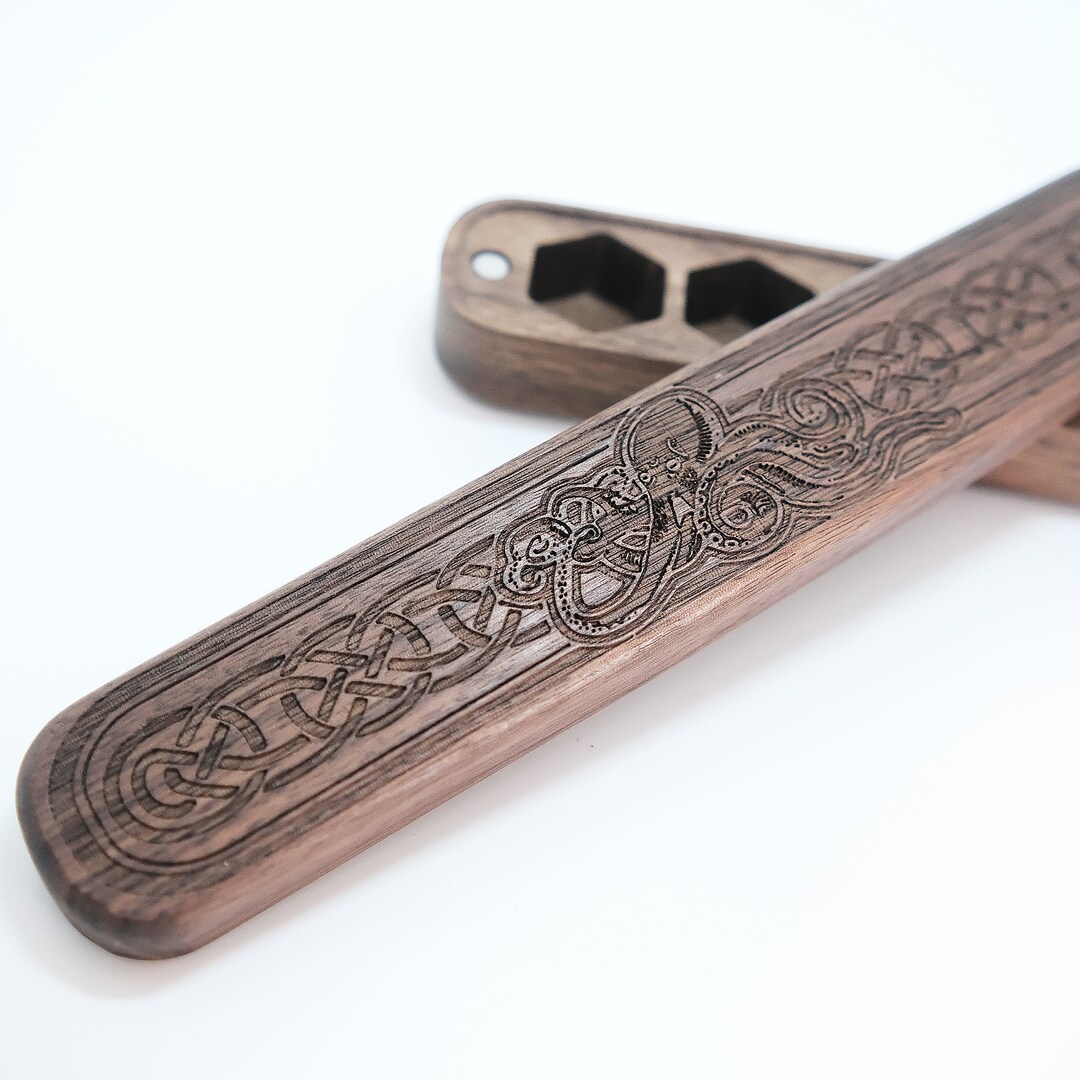 Octopus Wooden Dice Box / Black Cherry Wood / No Paint Natural Texture ...