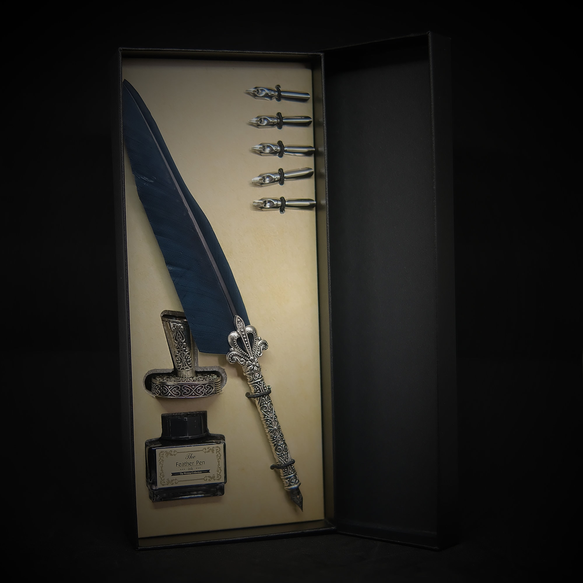 Vintage Style Dark Blue Quill Pen Gift Box Set With Metal Pen - Etsy ...