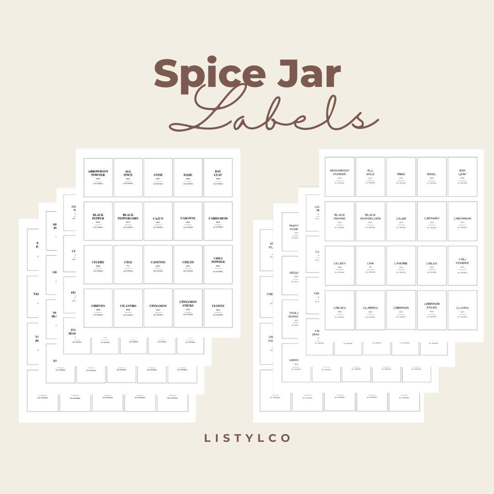 75+ Spice Jar Labels, Templates | Modern Minimalist Rectangular ...