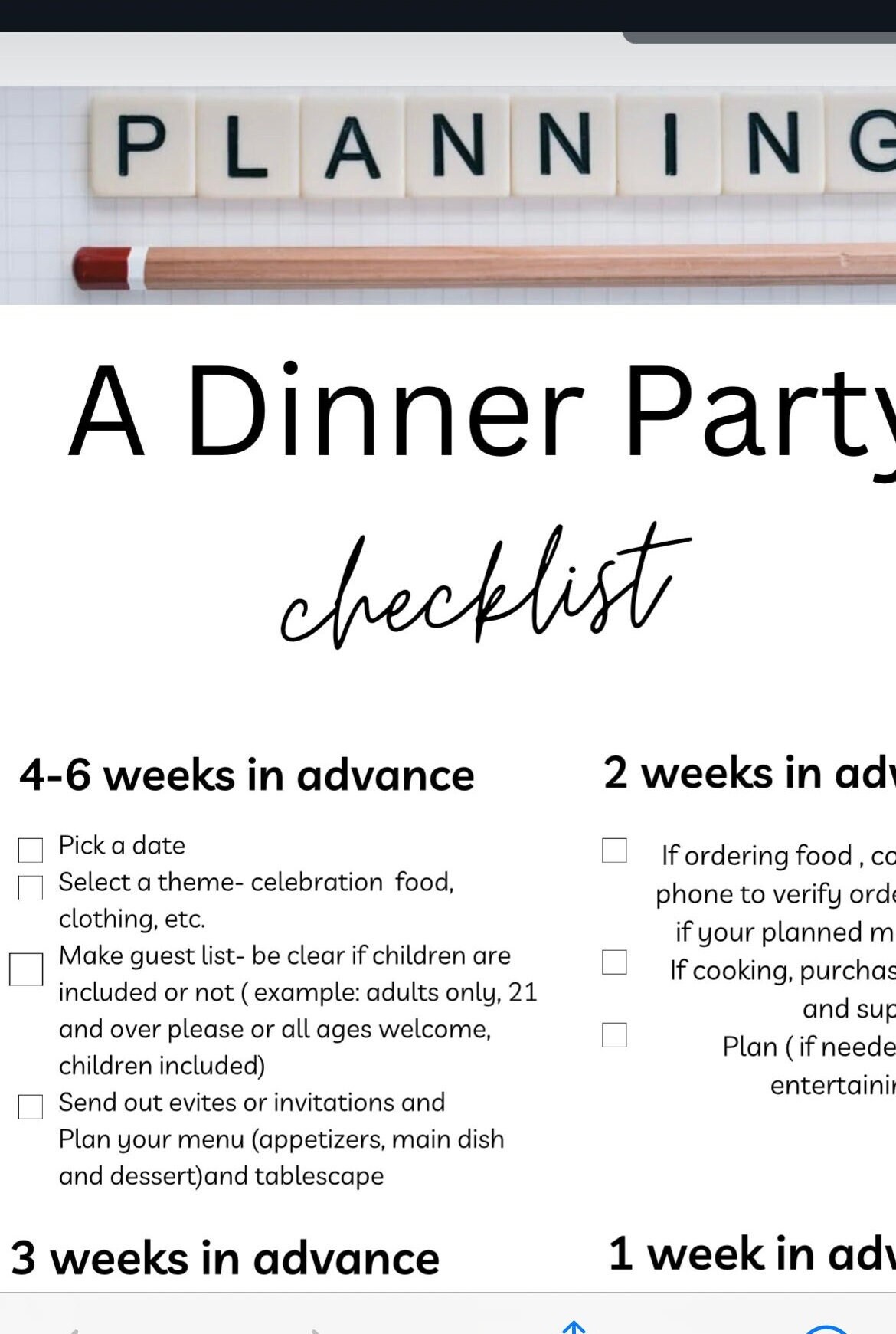 Dinner Party Plans Instant Download - Etsy