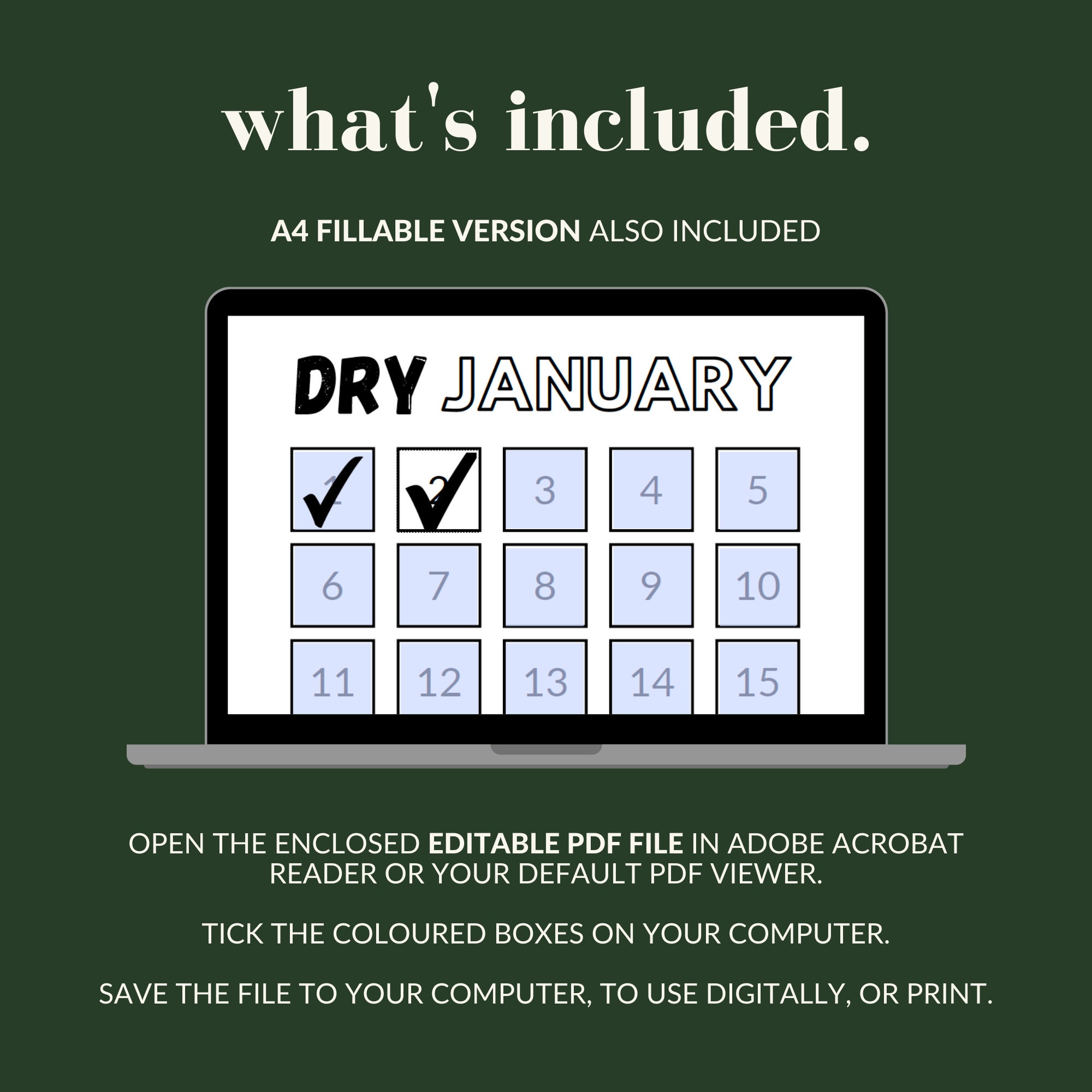 Dry January Countdown Calendar: Printable Planner (digital Download) - Etsy