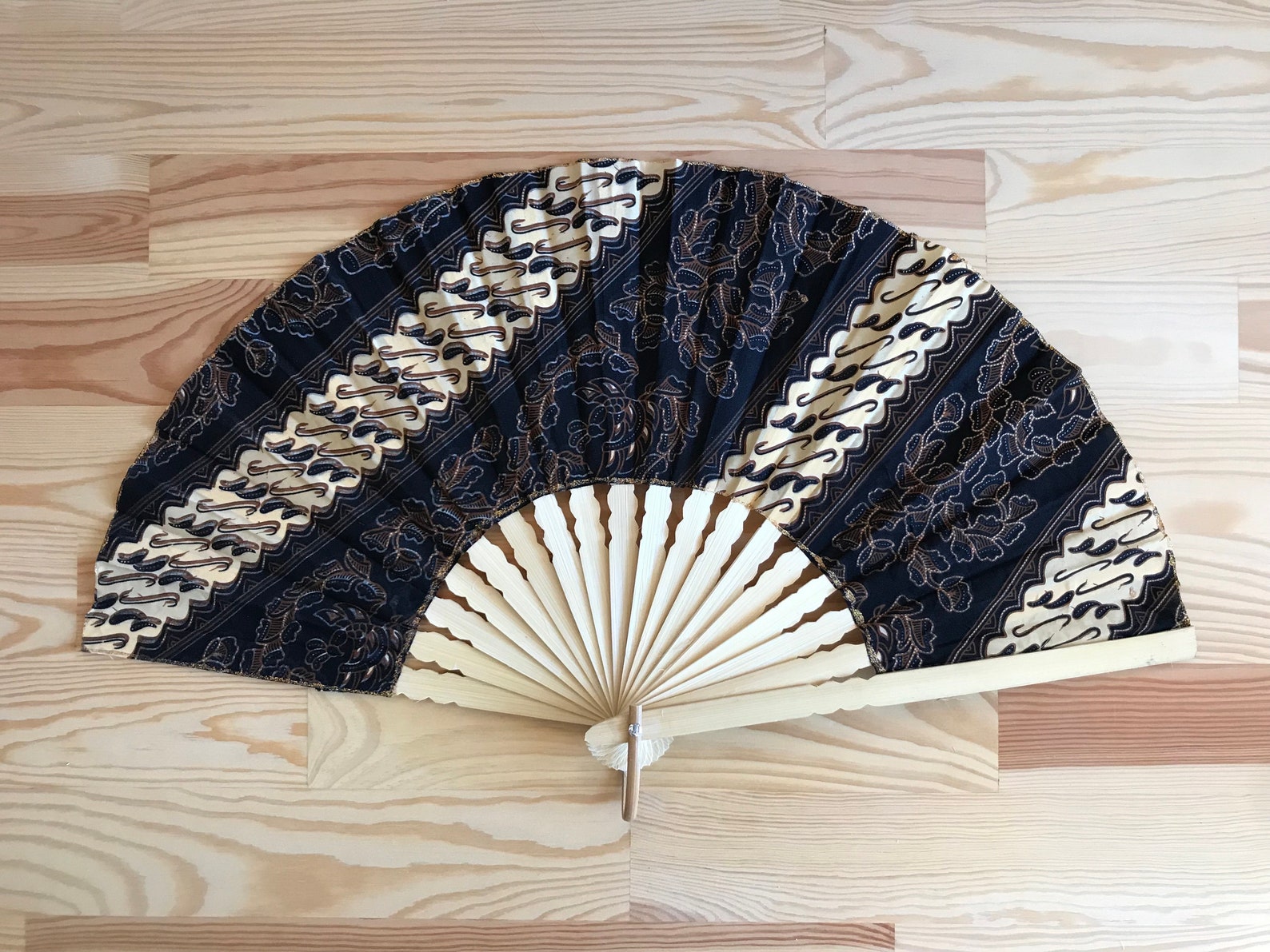 Batik Hand Fan Big Size Flower Multicolor Home Decor Gift Ideas for Her ...