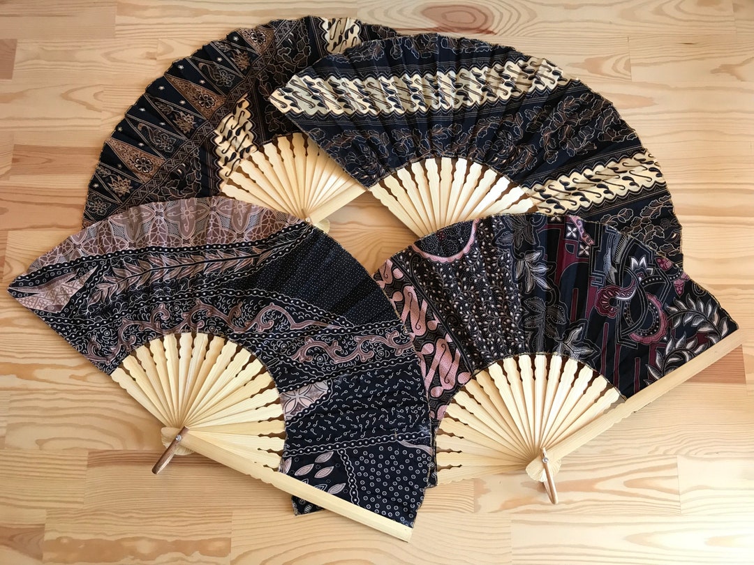 Batik Hand Fan Big Size Flower Multicolor Home Decor Gift Ideas for Her ...