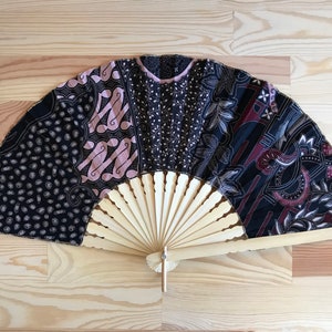 Batik Hand Fan Big Size Flower Multicolor Home Decor Gift Ideas for Her ...