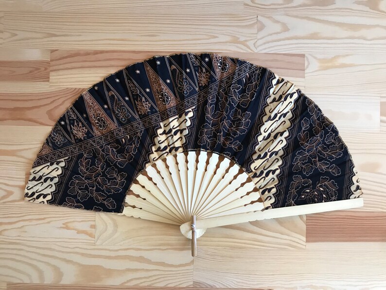 Batik Hand Fan Big Size Flower Multicolor Home Decor Gift Ideas for Her ...