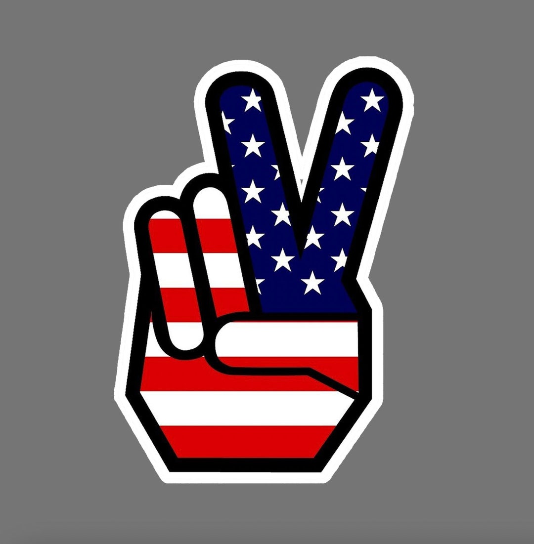 Sticker Peace Sign American Flag right and Left Car, Truck, Laptop ...