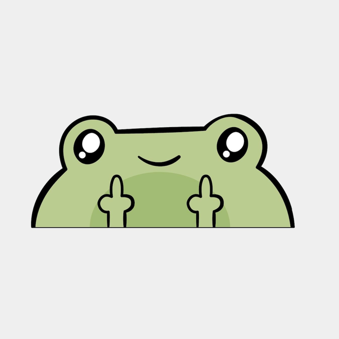 Sticker - Cute Kawaii Frog Flipping off - Water Proof Laptop, Water ...