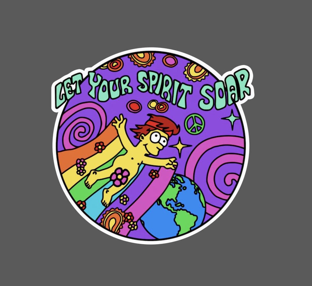Sticker - Let Your Spirit Soar, Hippie Homer - Water Bottle, Phone ...