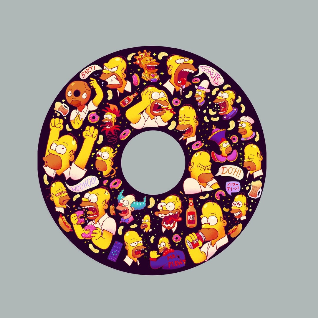 Sticker Homer Simpson, the DONUTS Donut Laptop, Mug, Tumbler Sticker - Etsy