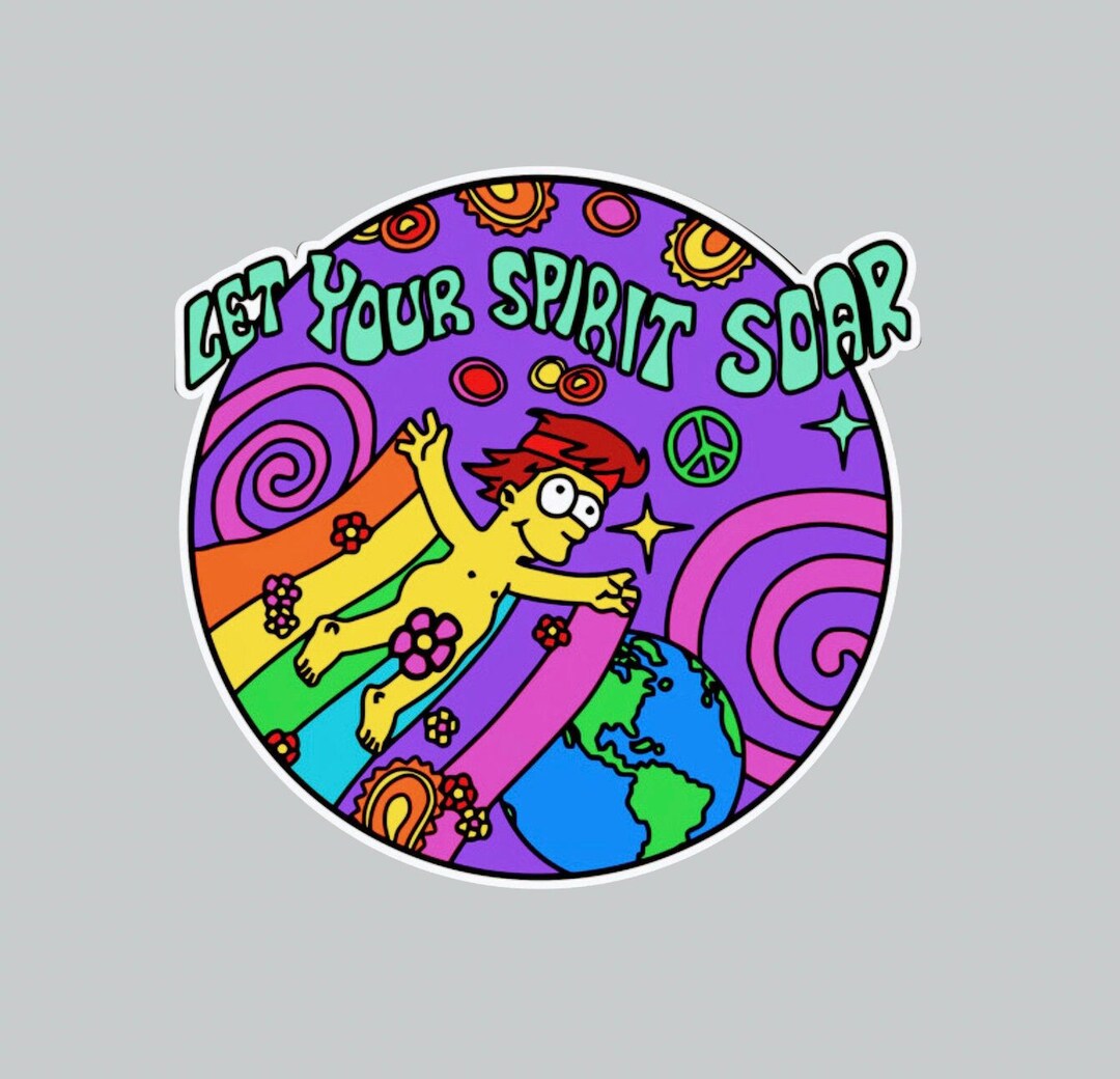 Pegatina Hippie Homer Simpson, Let Your Spirit Soar pegatina para coche ...