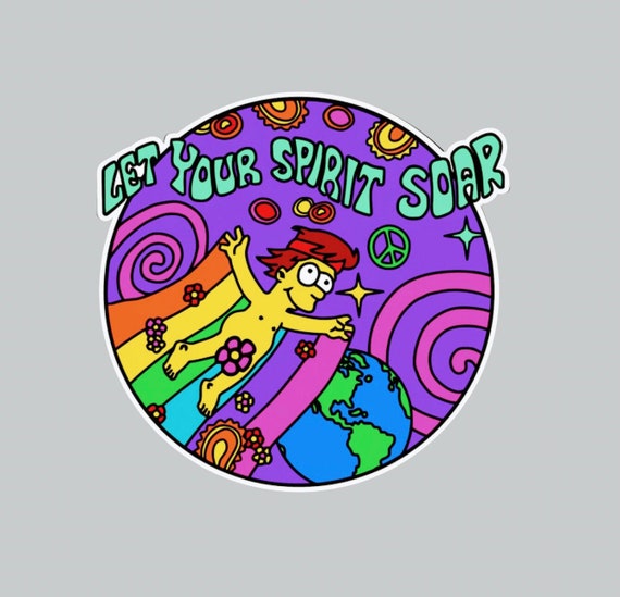 Sticker Hippie Homer Simpson Let Your Spirit Soar Car | Etsy